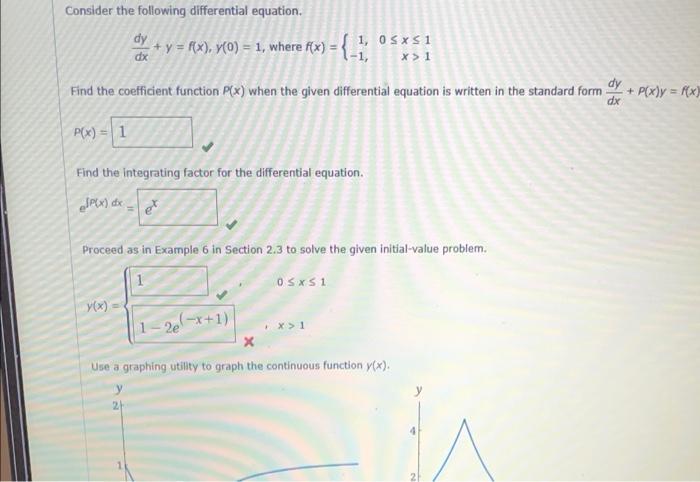 Solved Consider the following differential equation. dy + y | Chegg.com