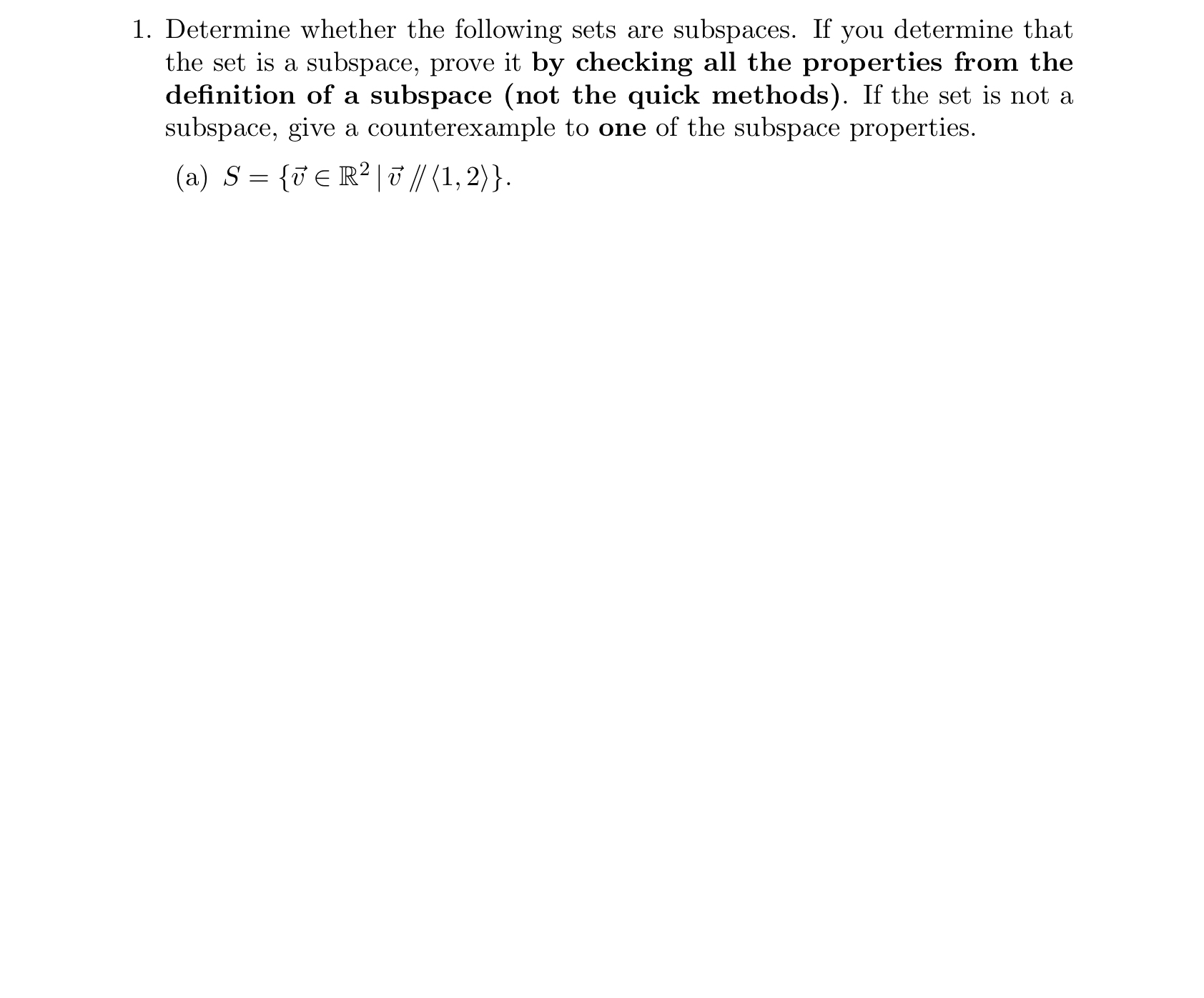 Solved Determine whether the following sets are subspaces. | Chegg.com