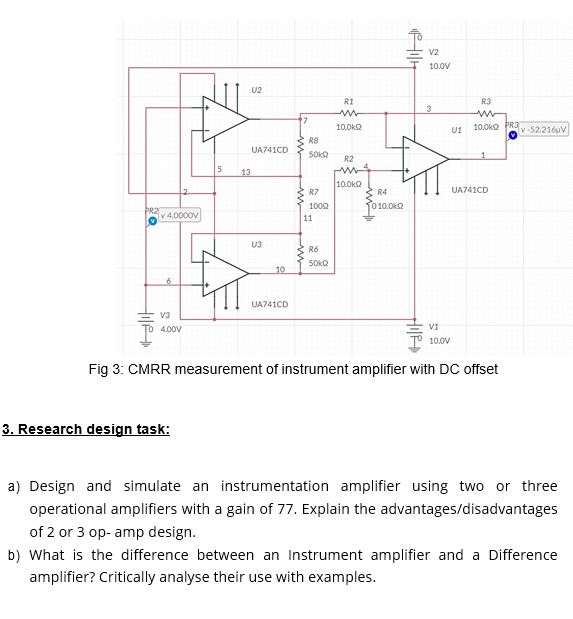 Fig 3: CMRR measurement of instrument amplifier with | Chegg.com