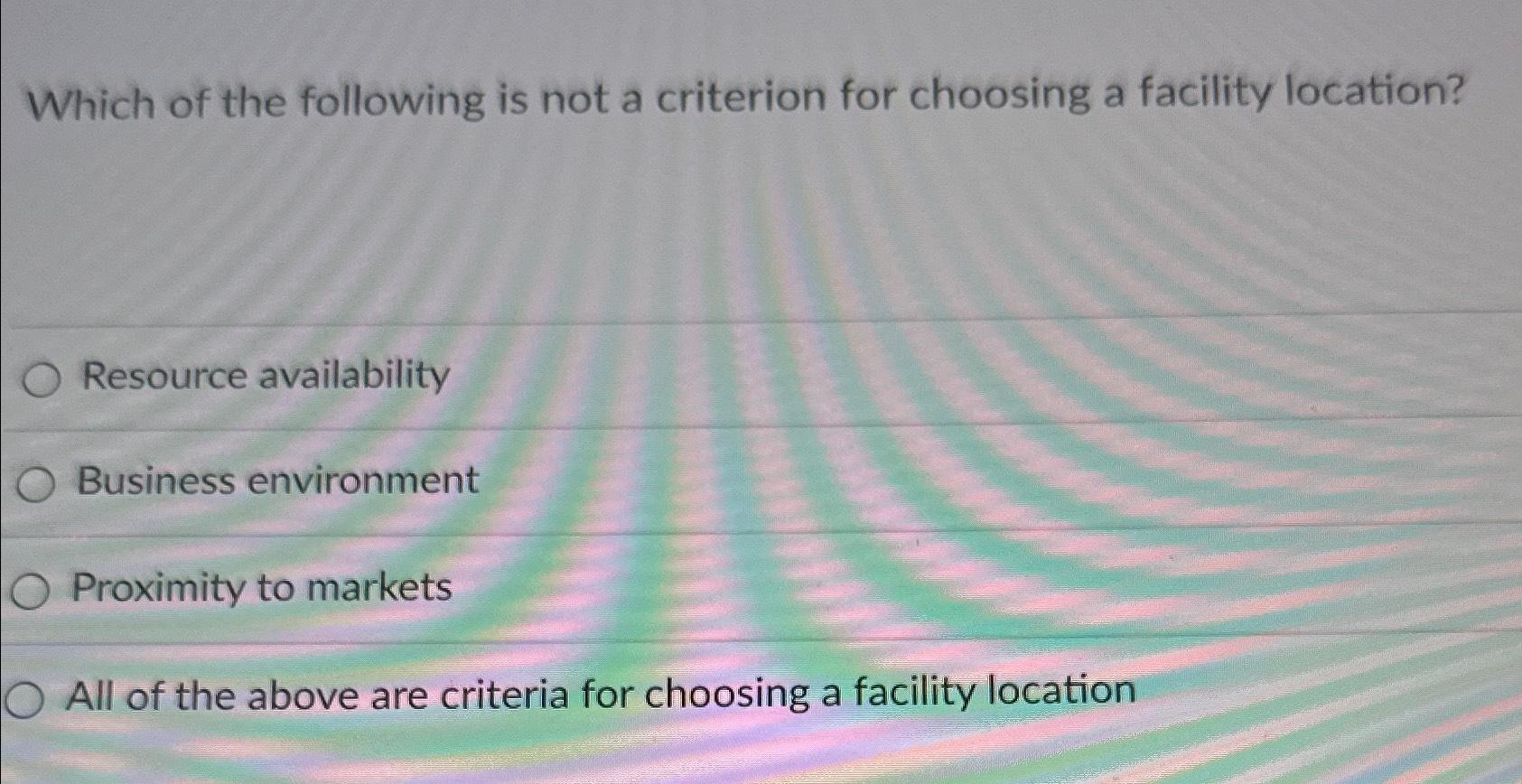 Solved Which of the following is not a criterion for | Chegg.com