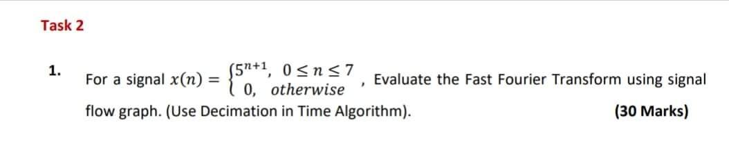 Solved Task 2 1. For a signal x(n) Evaluate the Fast Fourier | Chegg.com