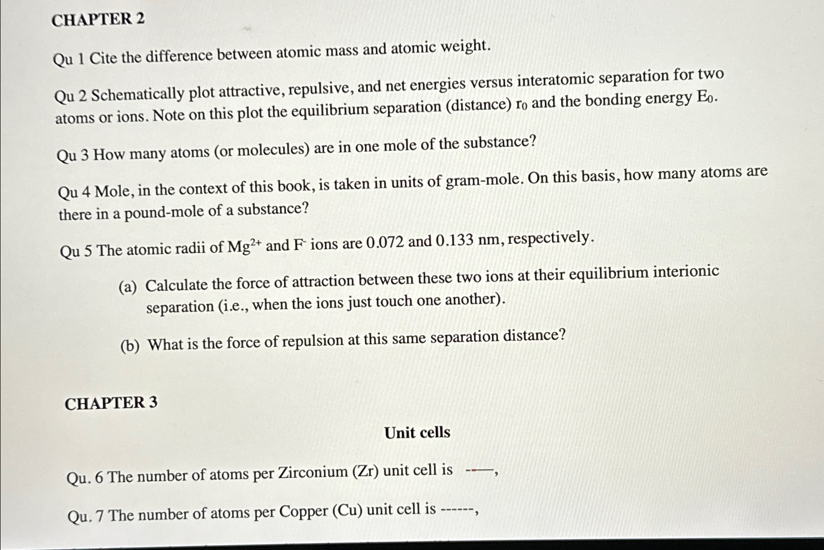 Solved CHAPTER 2Qu 1 ﻿Cite the difference between atomic | Chegg.com