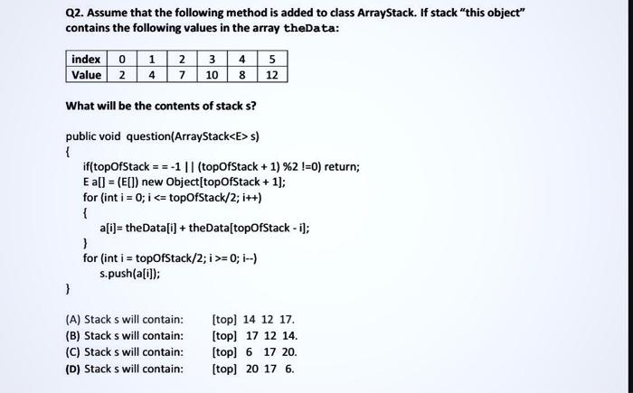 Solved Q2. Assume that the following method is added to | Chegg.com