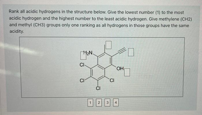 Solved Rank all acidic hydrogens in the structure below. | Chegg.com