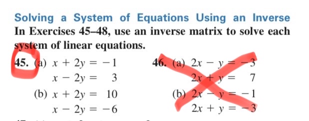 Solved Solving a System of Equations Using an Inverse In | Chegg.com