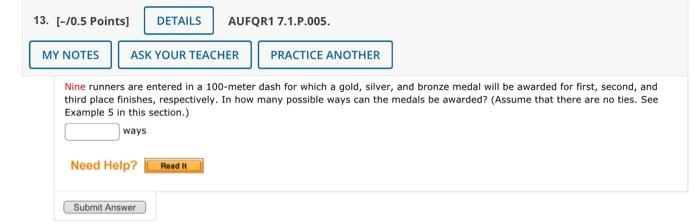 Solved Nine runners are entered in a 100-meter dash for | Chegg.com