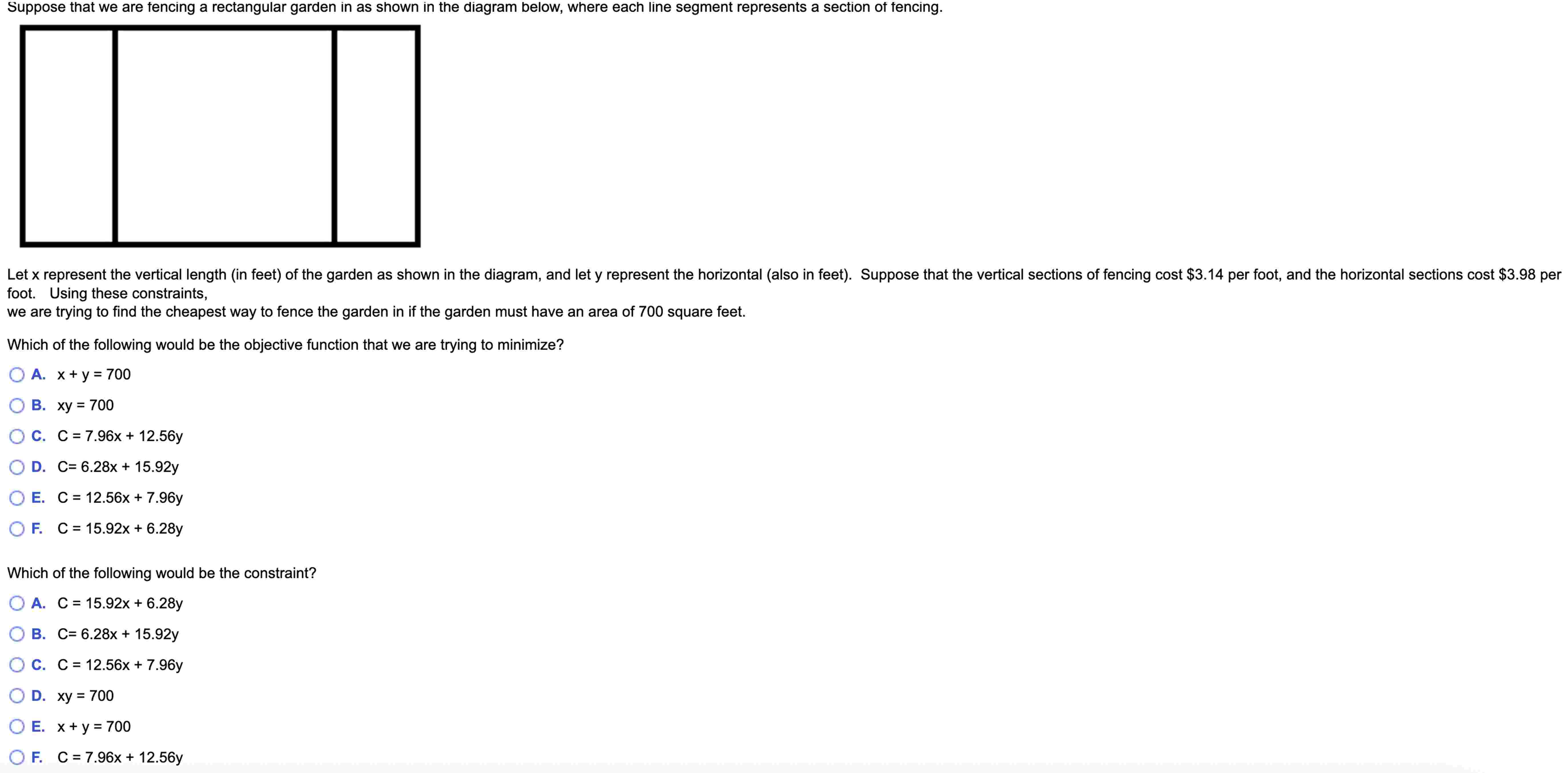 Solved Suppose that we are fencing a rectangular garden in | Chegg.com