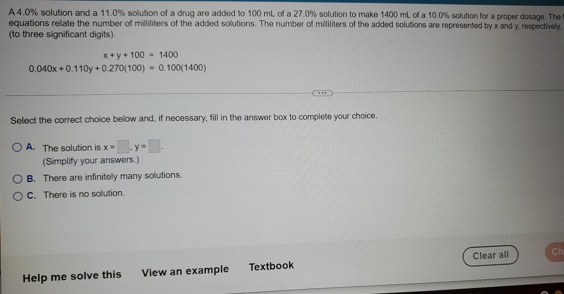 Solved A 4.0% solution and a 11.0% solution of a drug are | Chegg.com