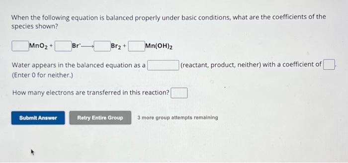 Solved When the following equation is balanced properly | Chegg.com