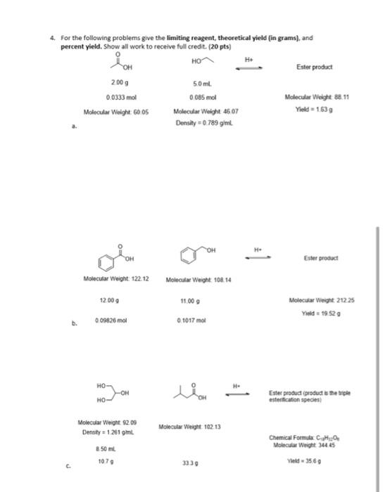 Solved 4. For the following problems give the limiting | Chegg.com