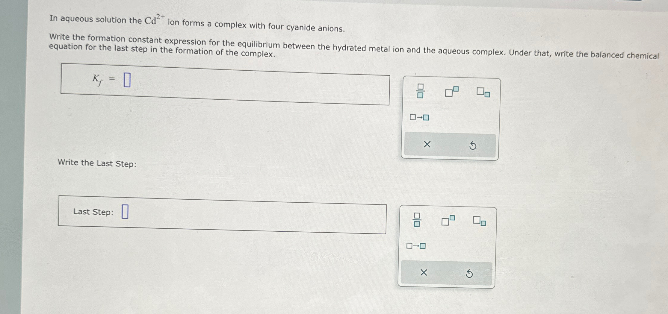 Solved In aqueous solution the Cd2+ ﻿ion forms a complex | Chegg.com
