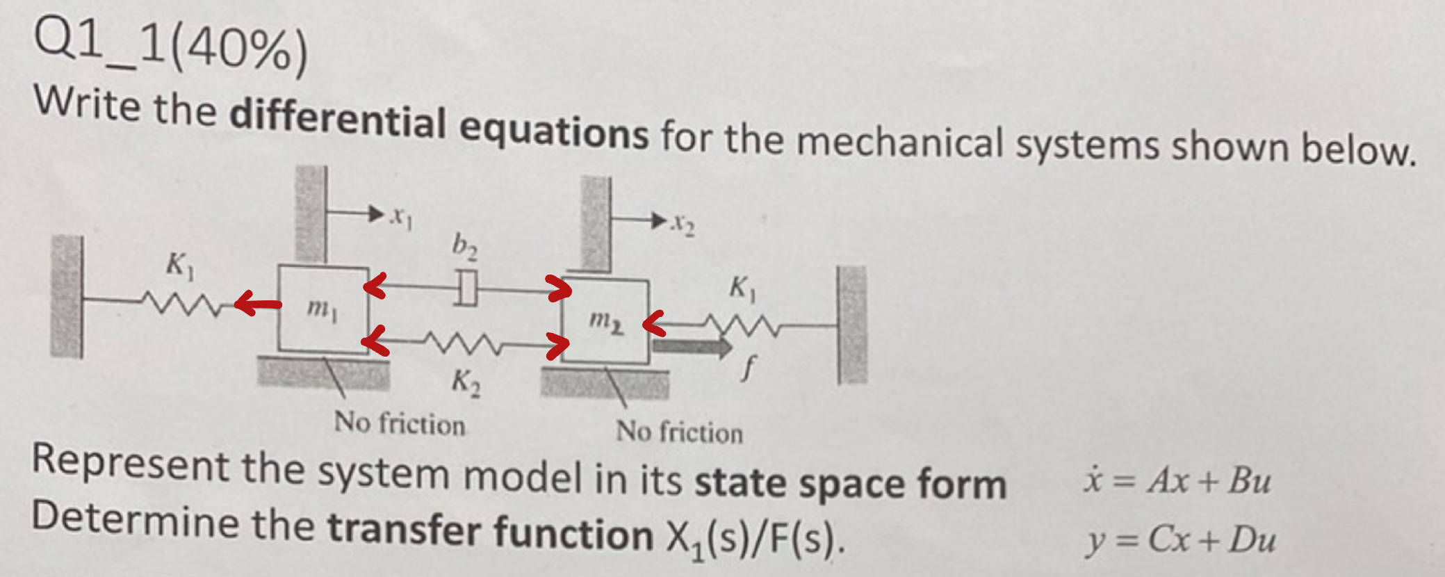 Solved Q1_1(40%)Write the differential equations for the | Chegg.com