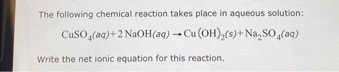 Solved The following chemical reaction takes place in | Chegg.com