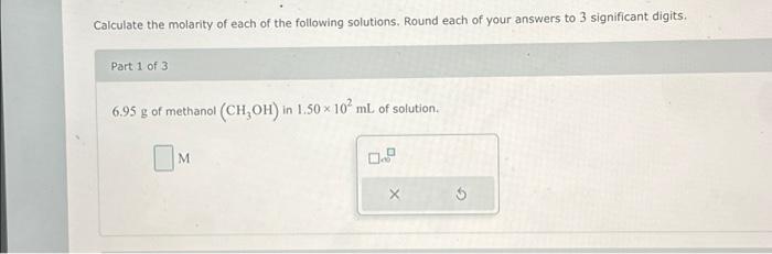 Solved Calculate the molarity of each of the following | Chegg.com