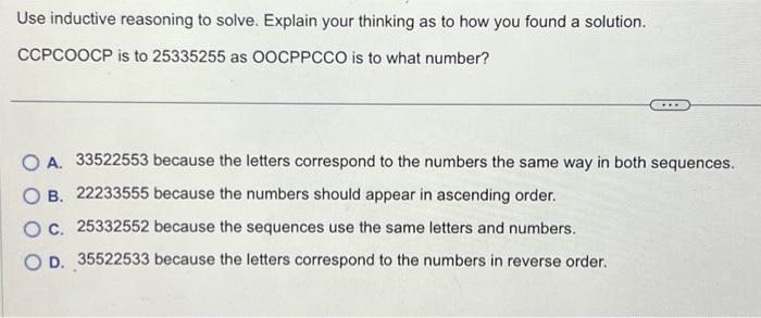 Solved Use inductive reasoning to solve. Explain your | Chegg.com