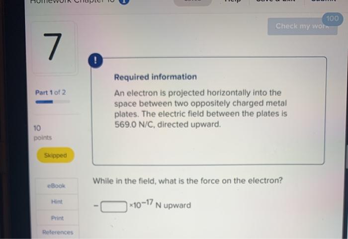 Solved 100 Check my worn 7. ! Part 1 of 2 Required | Chegg.com