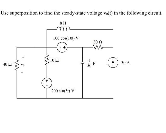 Solved Use superposition to find the steady-state voltage | Chegg.com