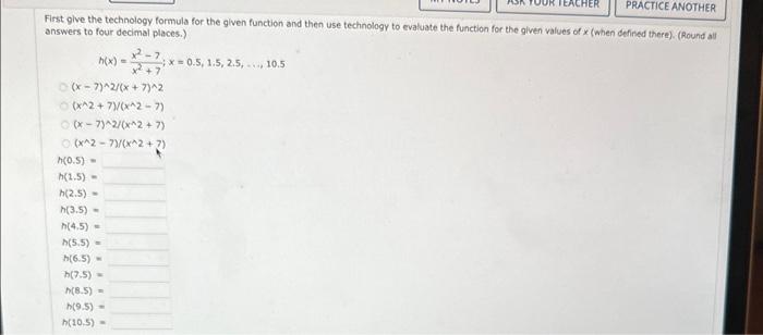 Solved First glve the technology formula for the given | Chegg.com