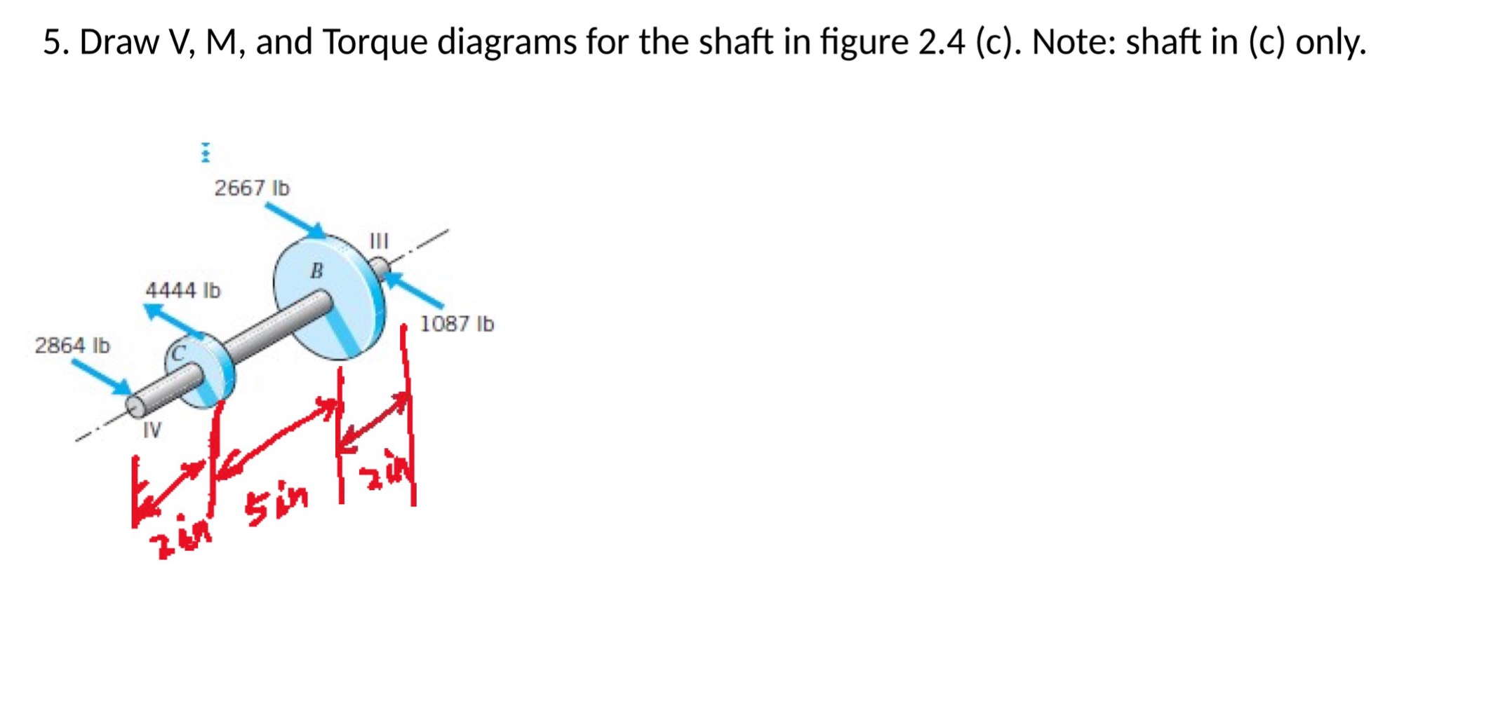 Draw vv,M, ﻿and Torque diagrams for the shaft in | Chegg.com