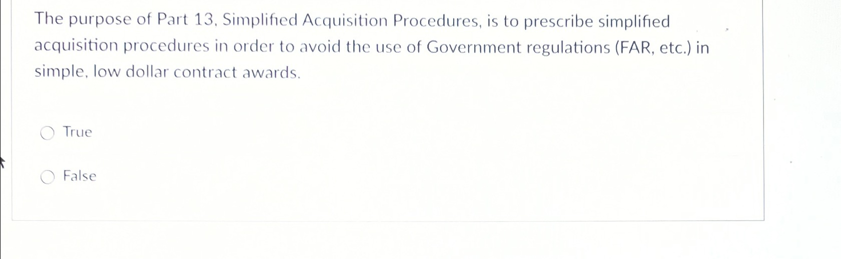 Solved The purpose of Part 13, ﻿Simplified Acquisition | Chegg.com