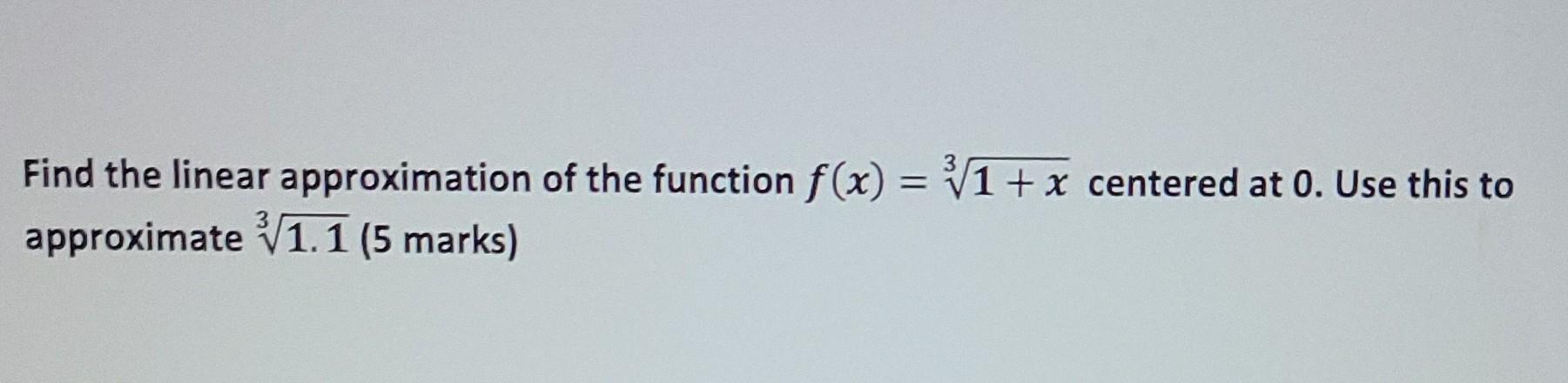 Solved Find the linear approximation of the function | Chegg.com