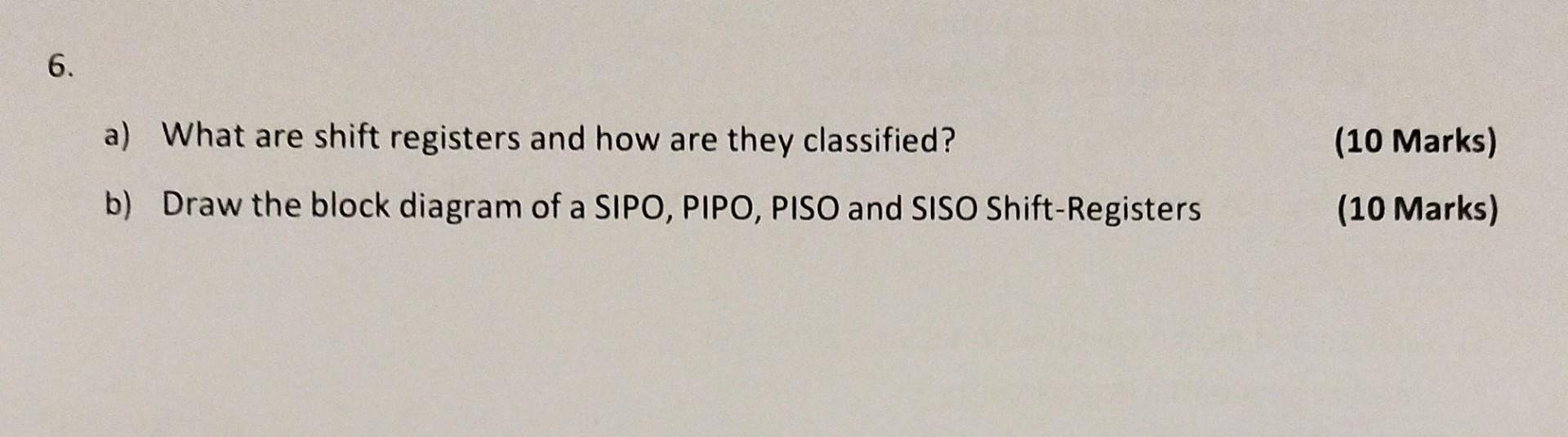 Solved 6. a) What are shift registers and how are they | Chegg.com