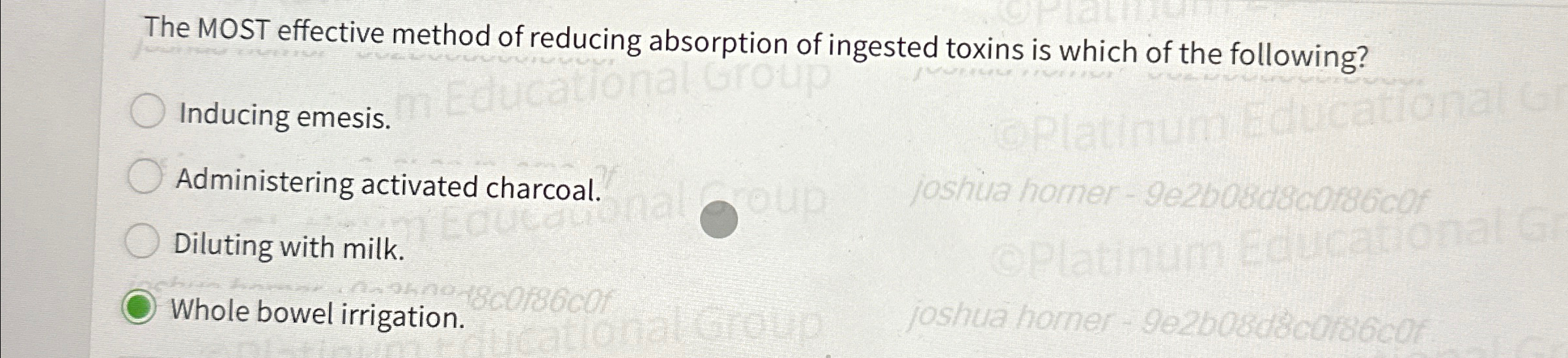 Solved The MOST effective method of reducing absorption of | Chegg.com