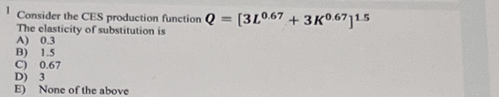 Solved ?1 ﻿Consider the CES production function | Chegg.com