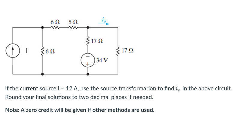 Solved If the current source I = 12A, ﻿use the source | Chegg.com