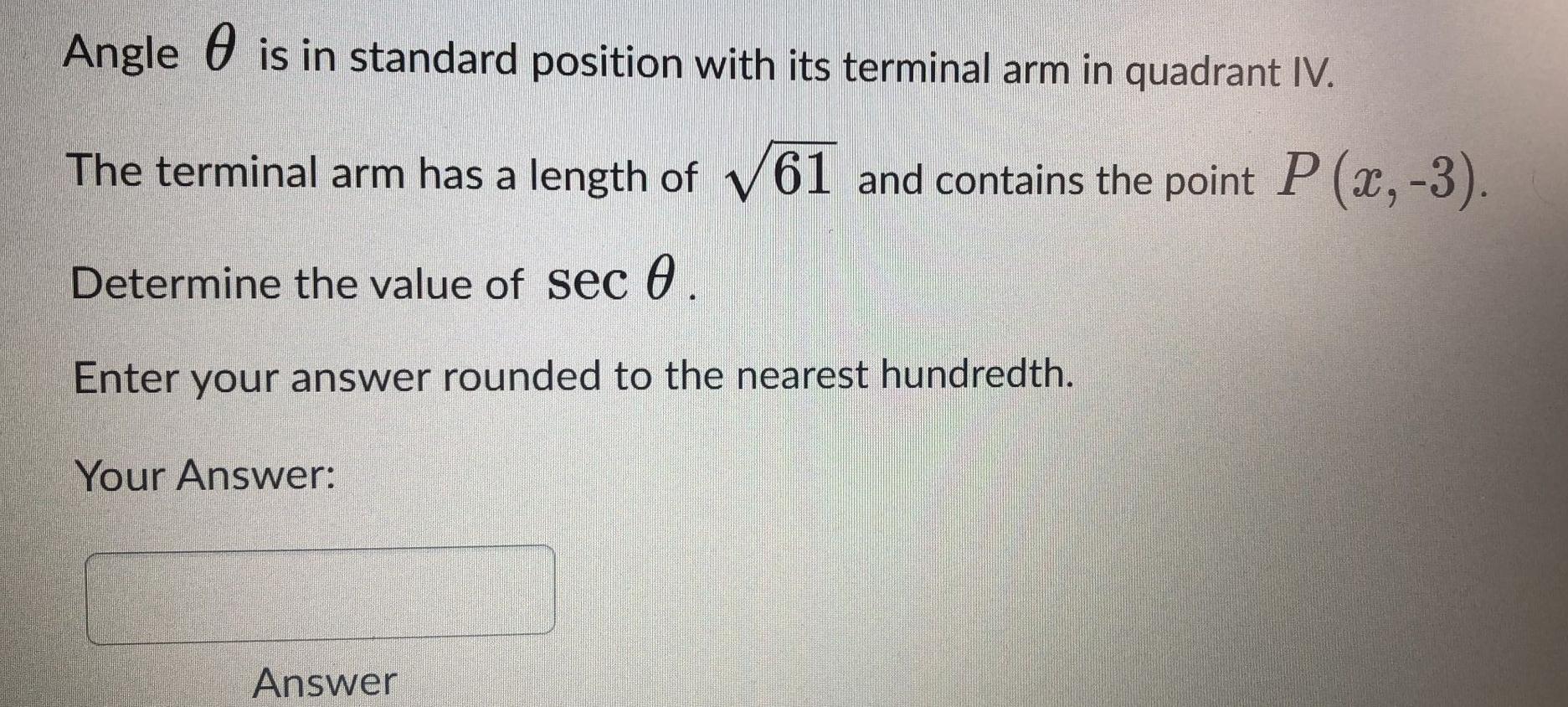Solved Angle A is in standard position with its terminal arm | Chegg.com