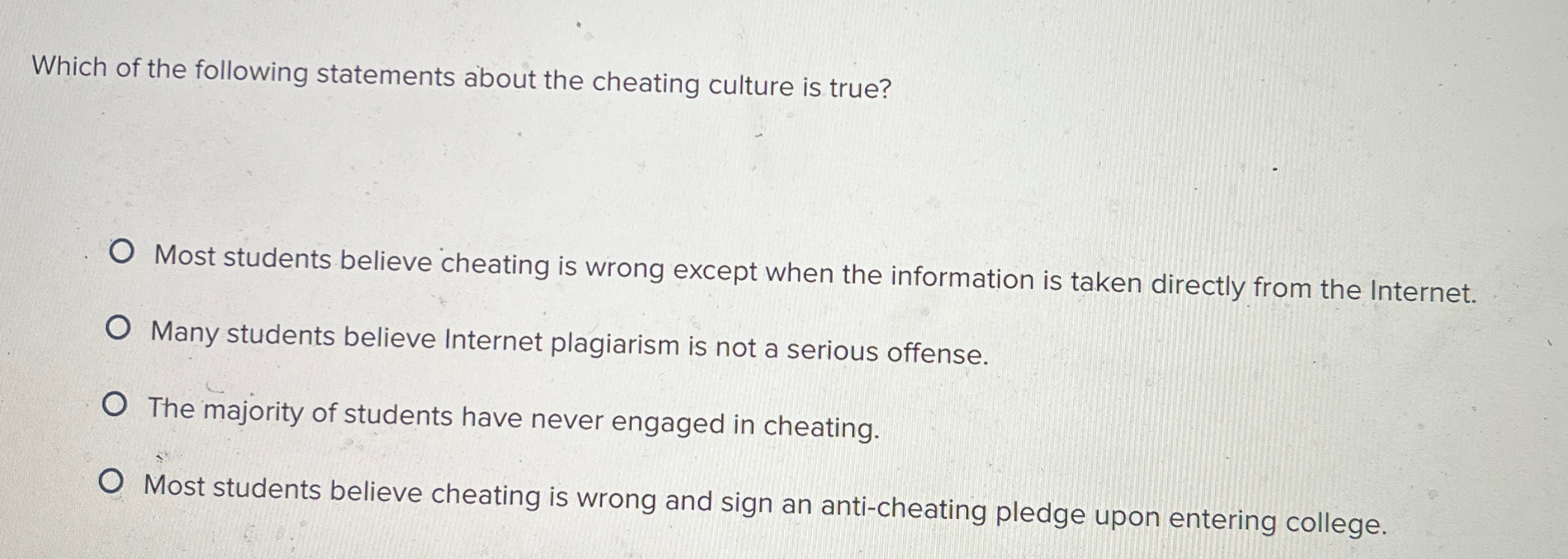 Solved Which of the following statements about the cheating | Chegg.com