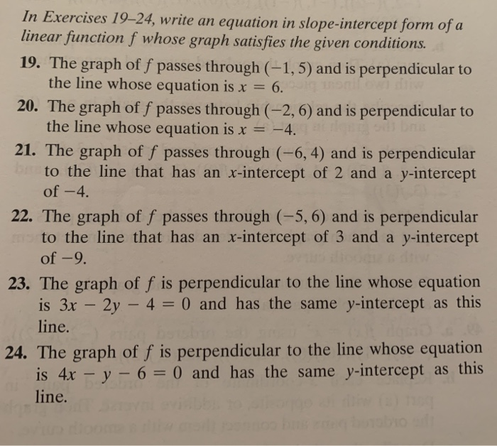 Slope Intercept Form Exercises