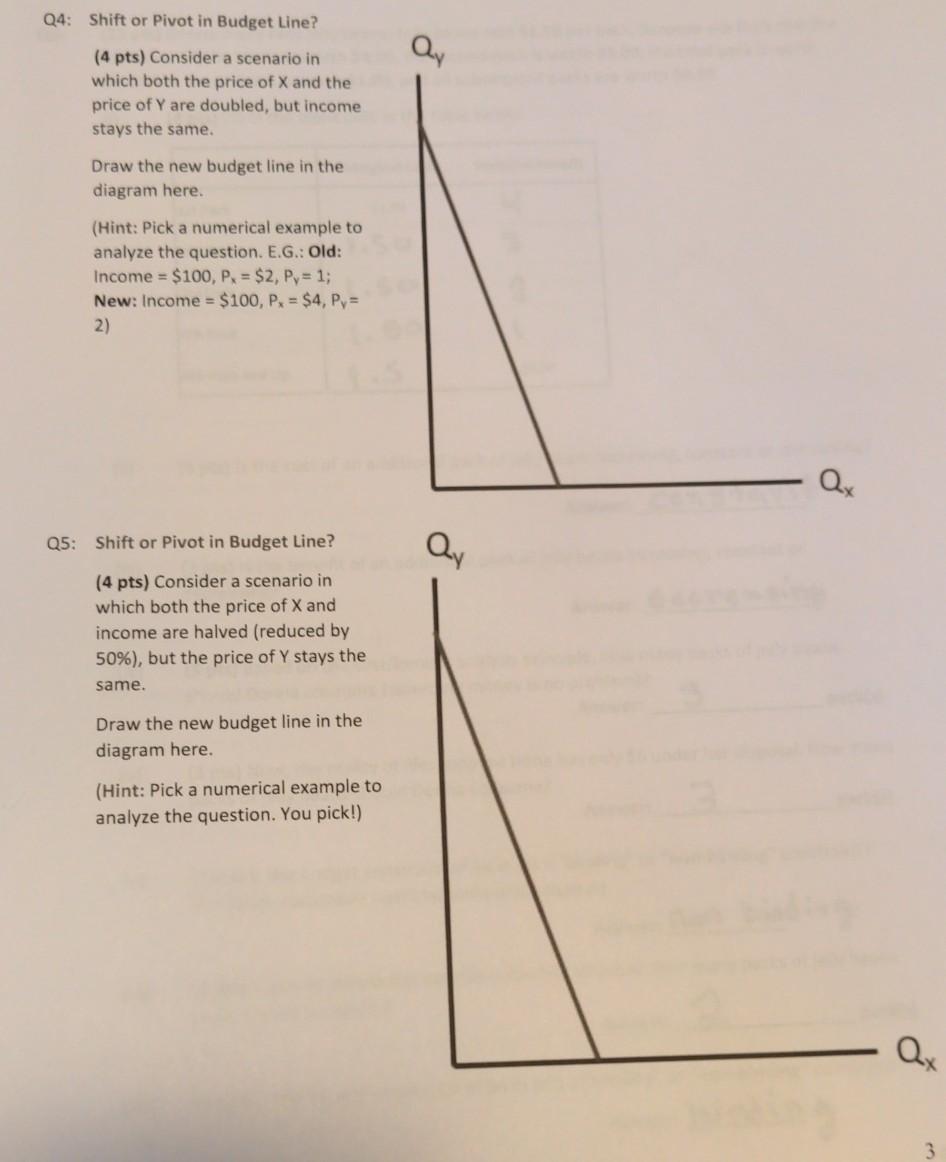 Solved Q4: Shift or Pivot in Budget Line? (4 pts) Consider a | Chegg.com