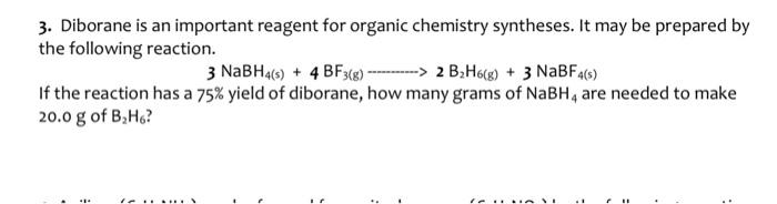 Solved 3. Diborane is an important reagent for organic | Chegg.com
