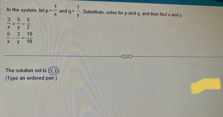 Solved In the system, let p=1x ﻿and q=1y. ﻿Substitute, solve | Chegg.com