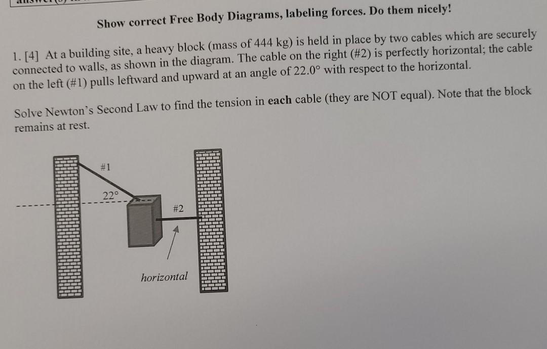 Solved Show correct Free Body Diagrams, labeling forces. Do | Chegg.com