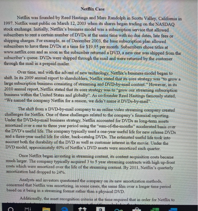 Solved Netflix Case Netflix was founded by Reed Hastings and | Chegg.com