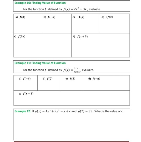 Solved Example 10: Finding Value of Function For the | Chegg.com