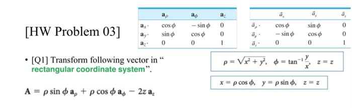 Solved [HW Problem 03] - [Q1] Transform following vector in | Chegg.com