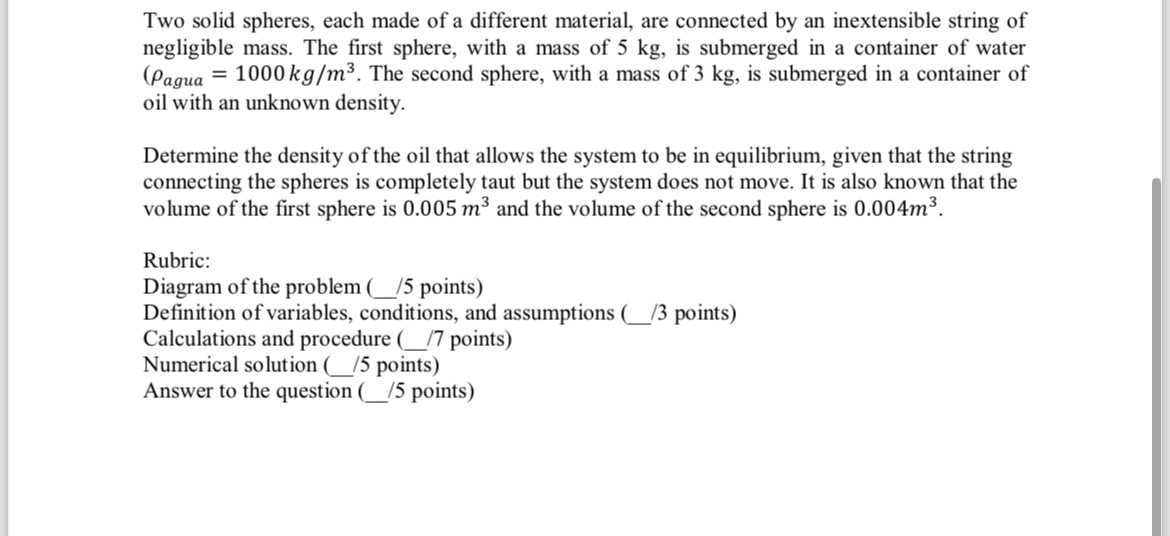 Solved Two solid spheres, each made of a different material, | Chegg.com