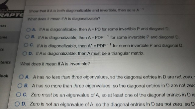 Solved RAPTC Show that I A is both diagonalizable and | Chegg.com
