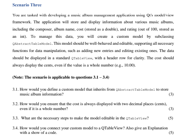 Solved Scenario ThreeYou are tasked with developing a music | Chegg.com