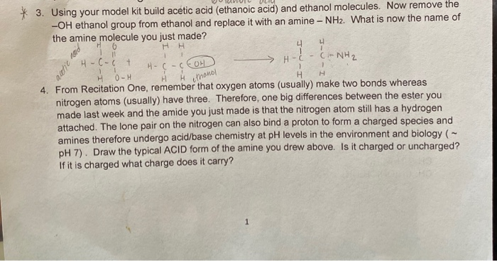 Solved H-C-(COND * 3. Using your model kit build acetic acid | Chegg.com