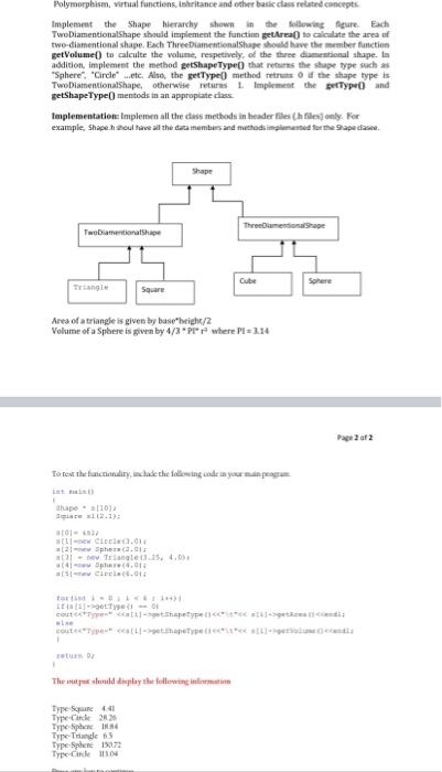 Solved Polymorphism. Virtual functions. Inritance and other | Chegg.com