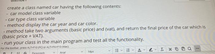 Solved create a class named car having the following | Chegg.com