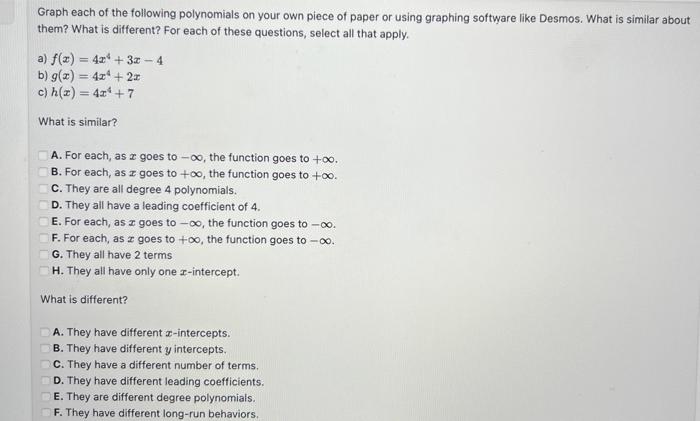 Solved Graph each of the following polynomials on your own | Chegg.com