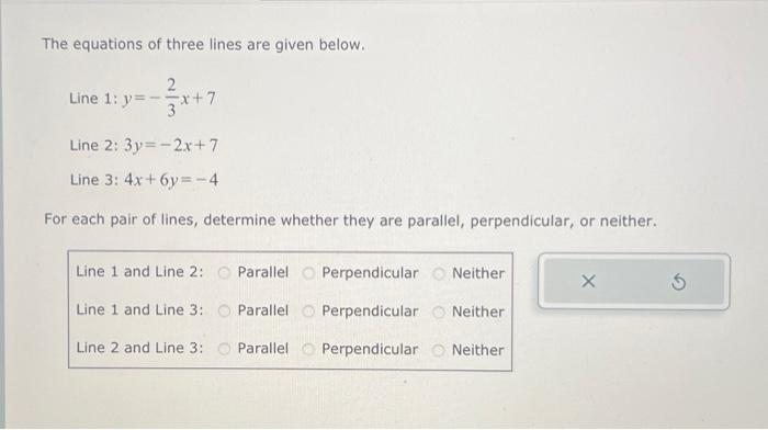 Solved The equations of three lines are given below. Line 1: | Chegg.com