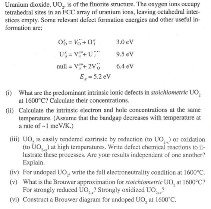 Uranium dioxide, UO, is of the fluorite structure. | Chegg.com