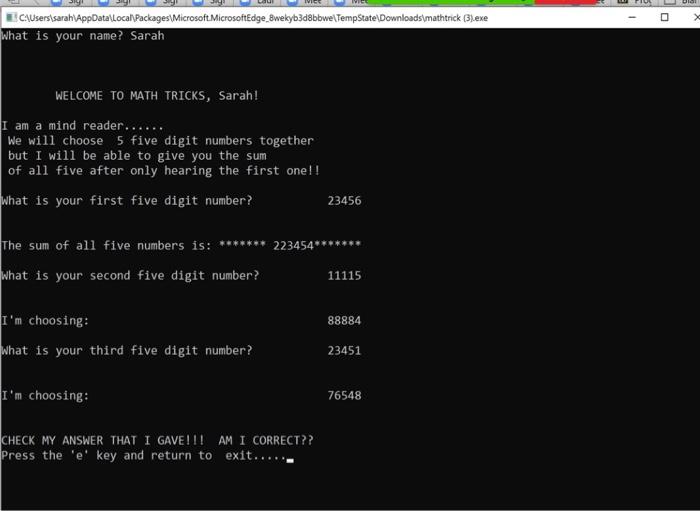 Solved What is your name? Sarah WELCOME TO MATH TRICKS, | Chegg.com