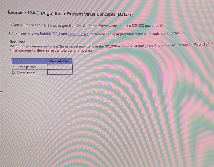 Solved Exercise 12A-3 (Algo) Basic Present Value Concepts | Chegg.com